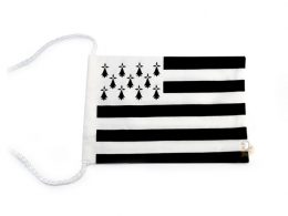 ⇒ Fanion petit drapeau breton 15x10 cm - Gwenn ha du - Bretagne
