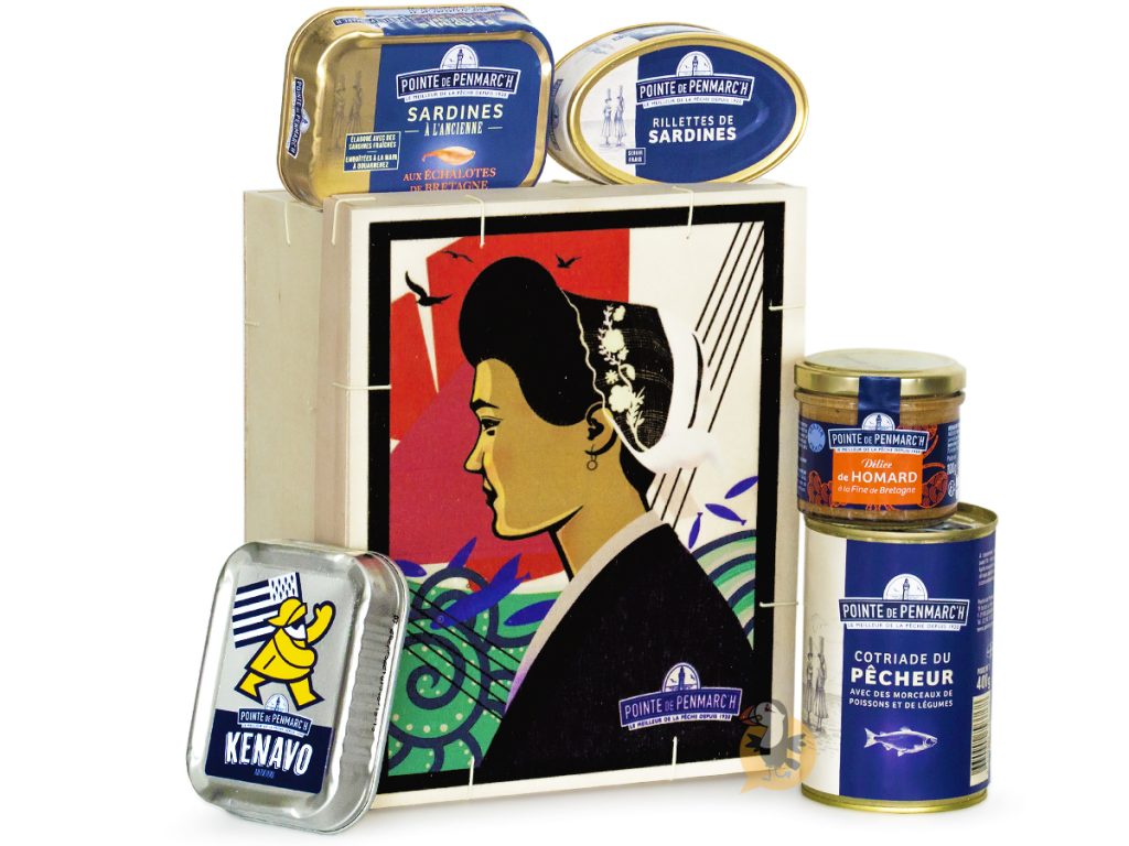 ⇒ Coffret en bois Assortiment produits de la mer "Penn Sardin"